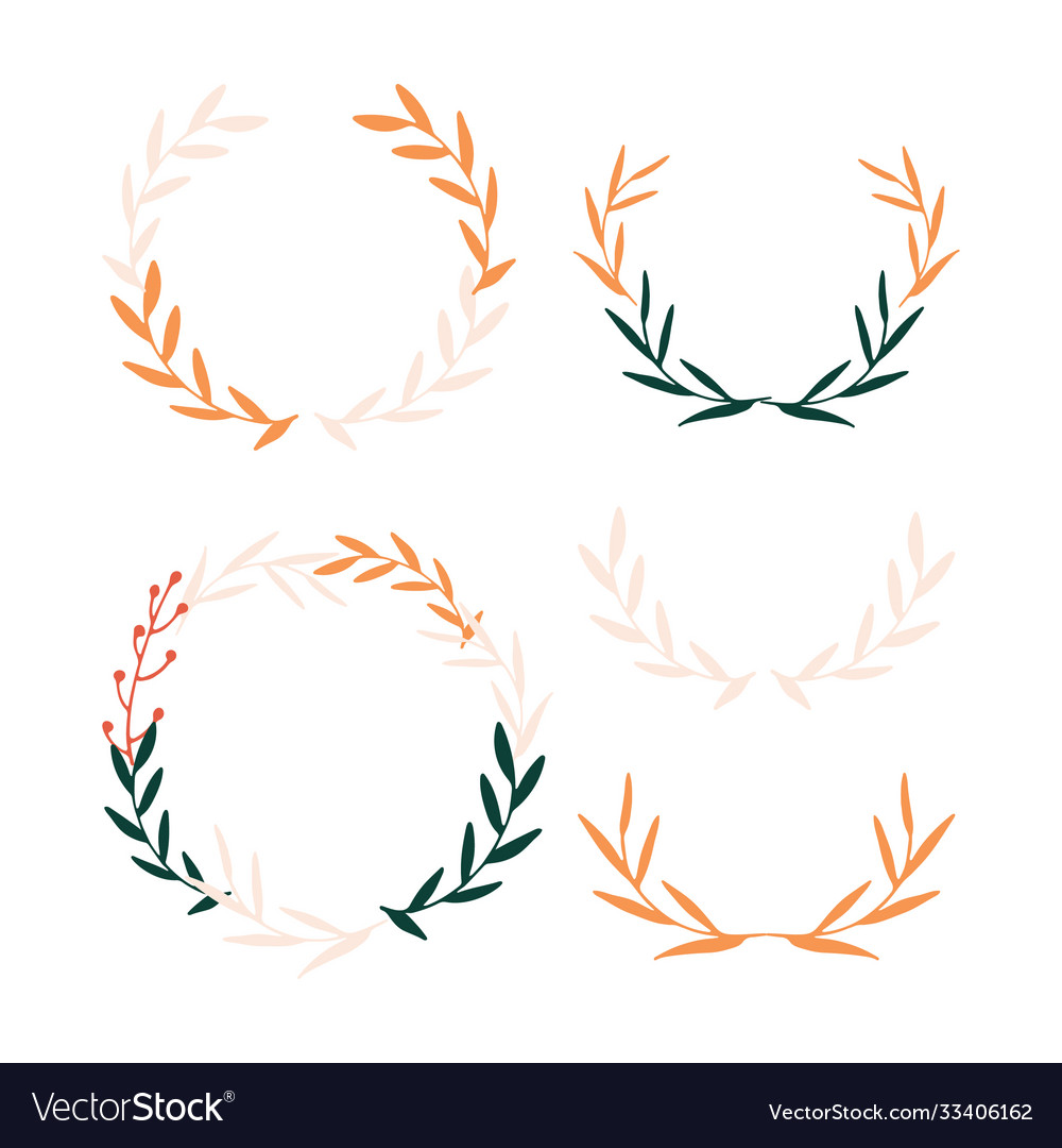 Set leaf frames decorative elements Royalty Free Vector