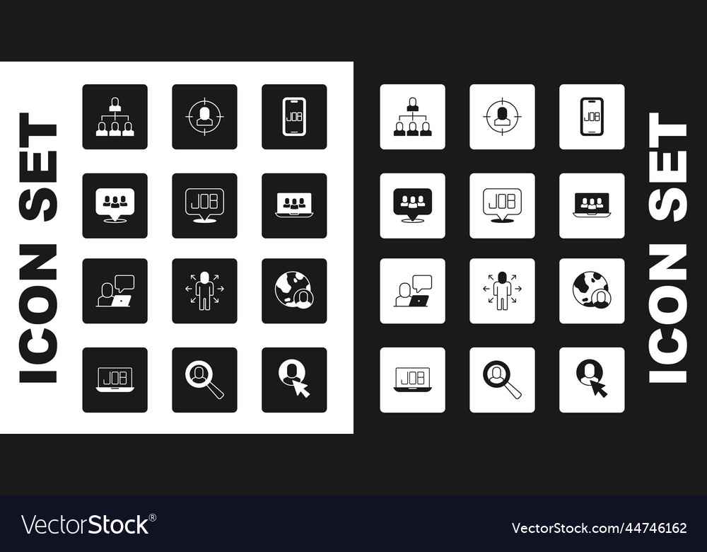 Set search job project team base employee Vector Image Set search job project team base employee Vector Image