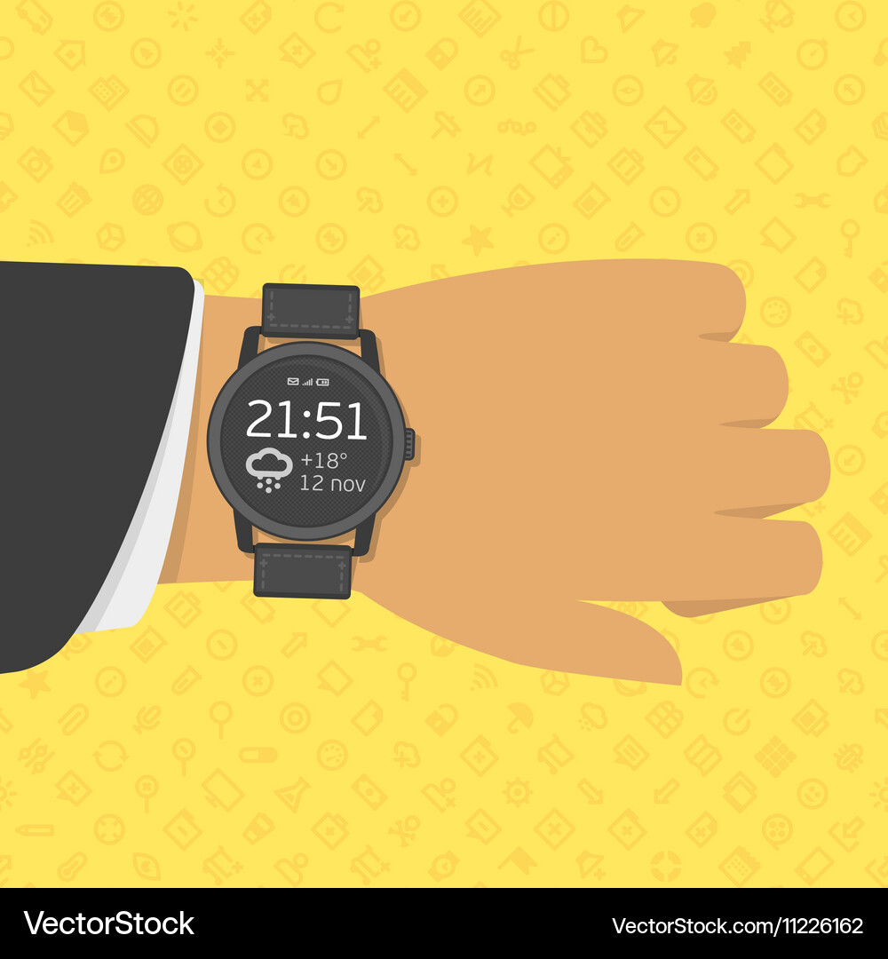 Smart watch on businessman hand Royalty Free Vector Image