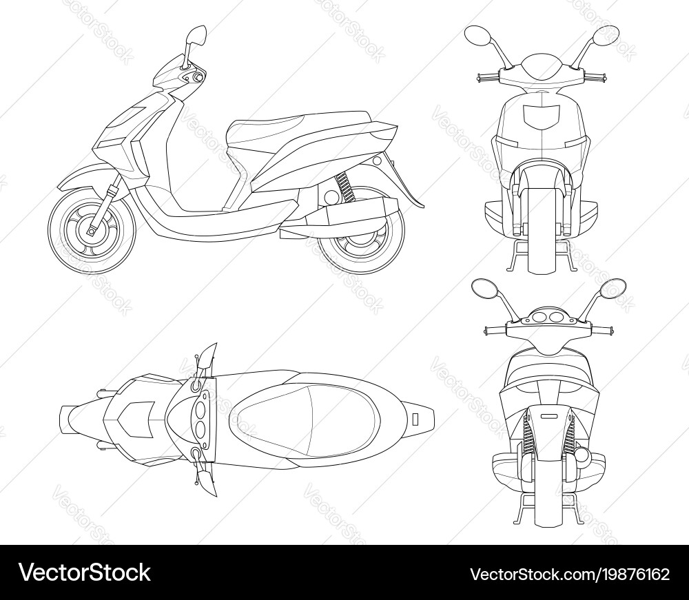 Trendy scooter outline isolated on white Vector Image