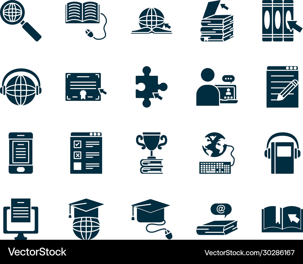 Academic books and online education icon set Vector Image