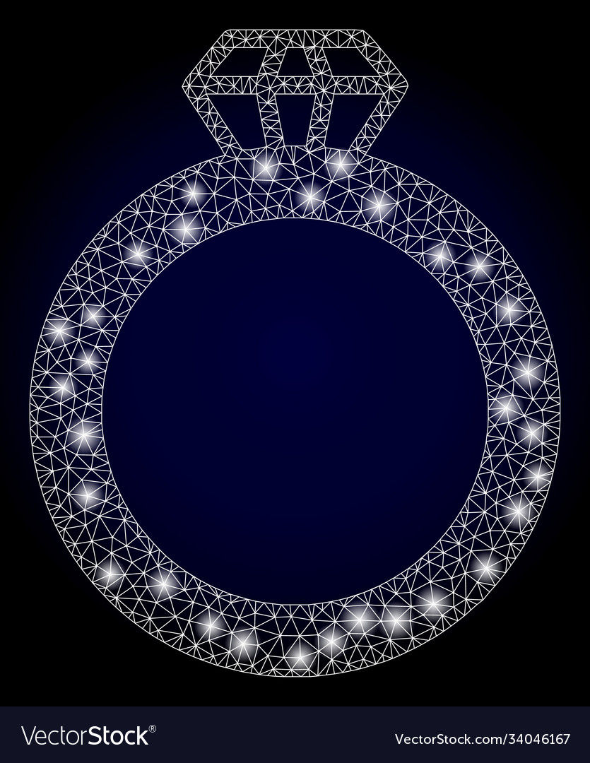 Bright web network gem ring with lightspots Vector Image