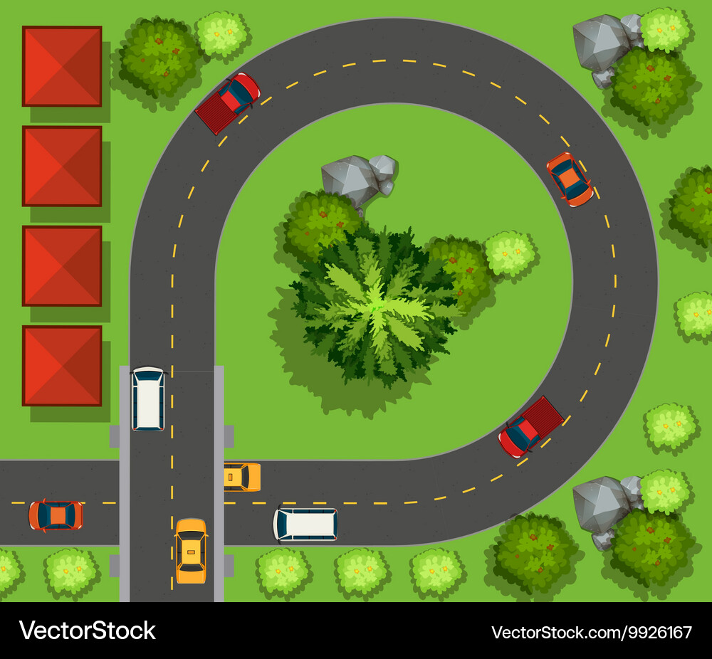 Cars driving around the circle Royalty Free Vector Image