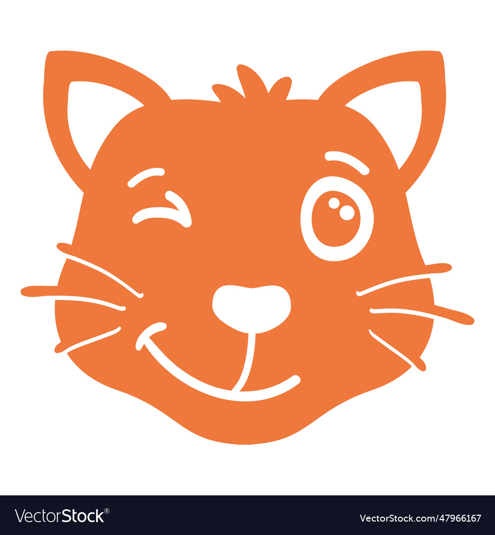 Cat wink head muzzle flat Royalty Free Vector Image