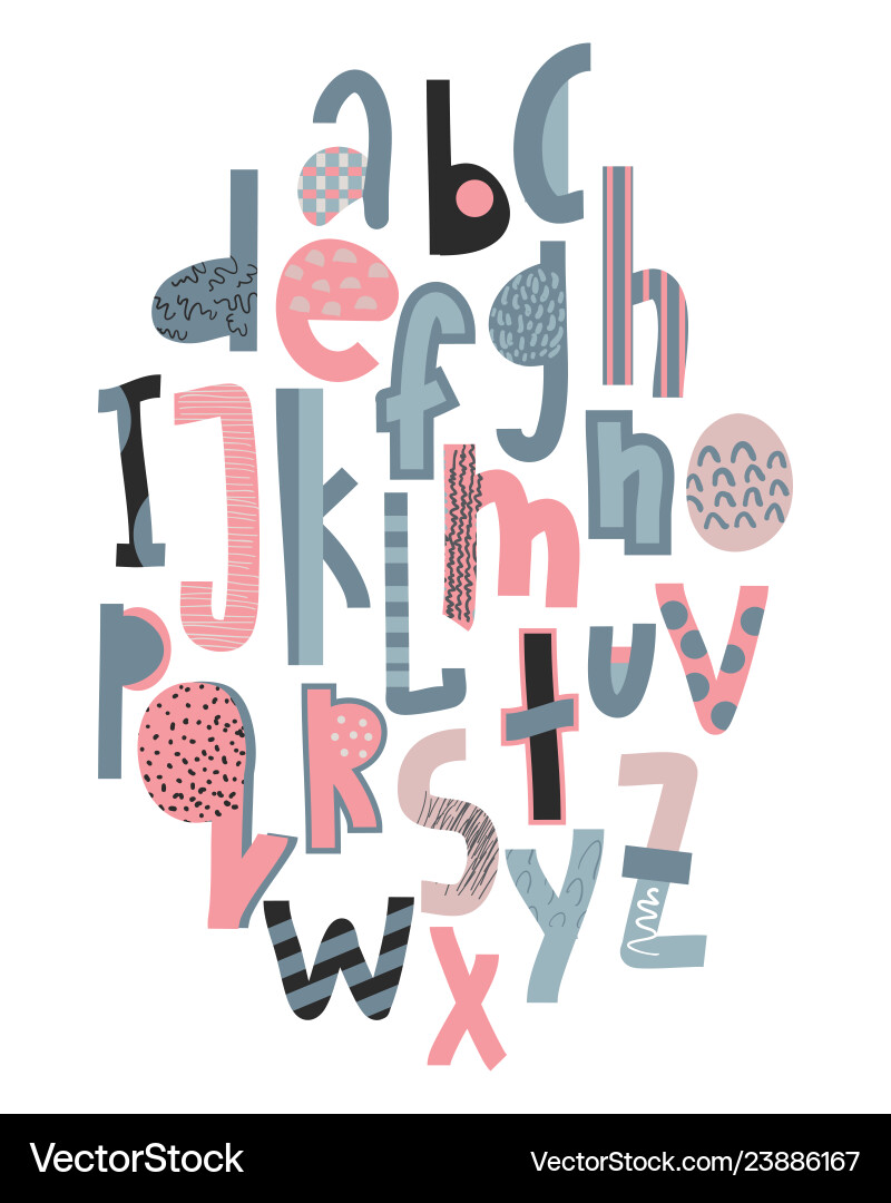 Children s font in the creative abstract style Vector Image