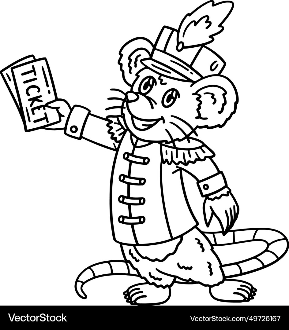 Circus mouse selling ticket isolated coloring page