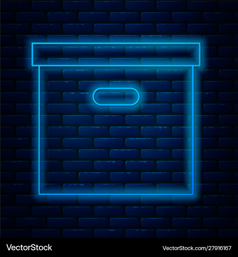 Glowing neon line carton cardboard box icon Vector Image