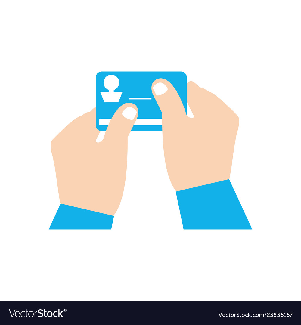 Hands human with id document Royalty Free Vector Image