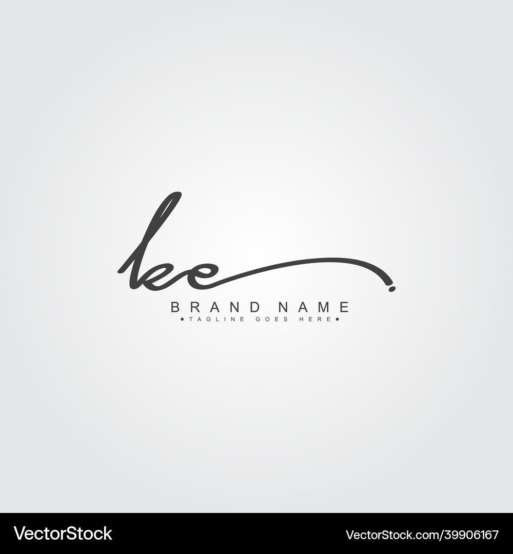 Initial letter ke logo - hand drawn signature logo