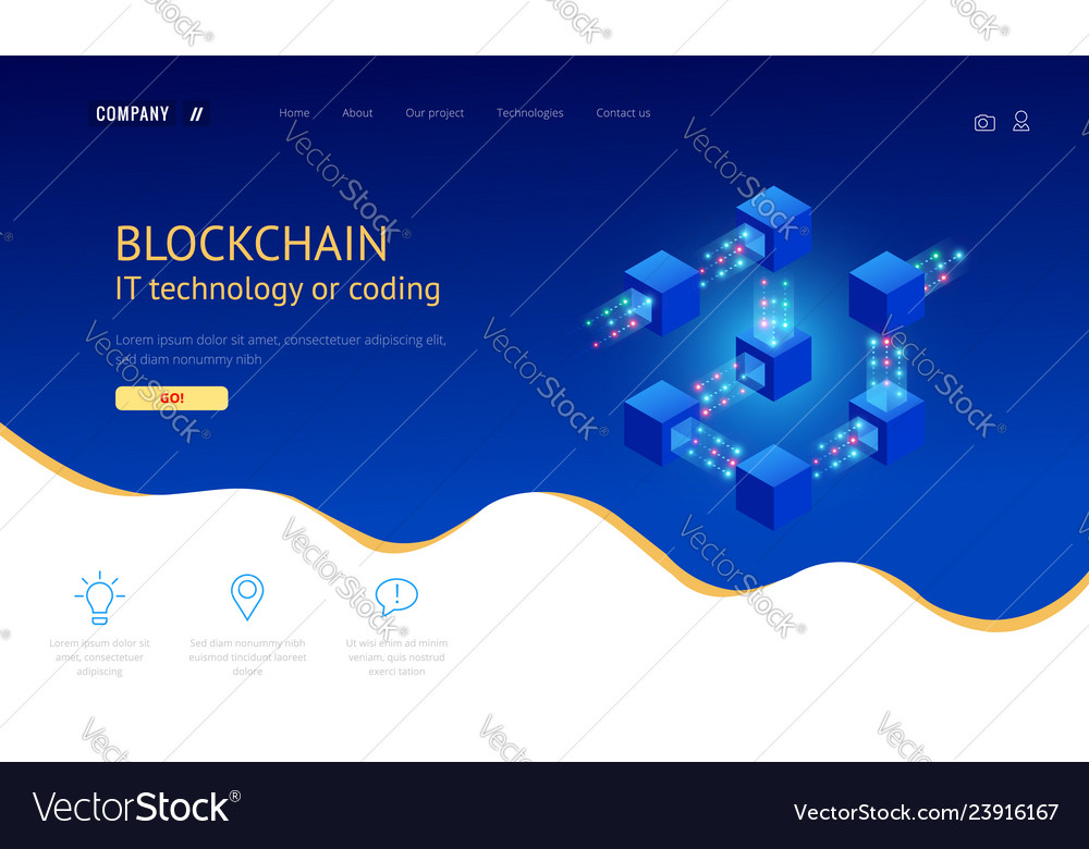 Isometric concept of quantum computers blockchain Vector Image