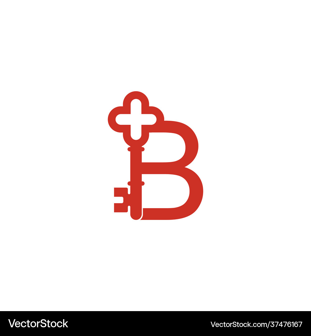 Letter b logo icon with key icon design symbol Vector Image