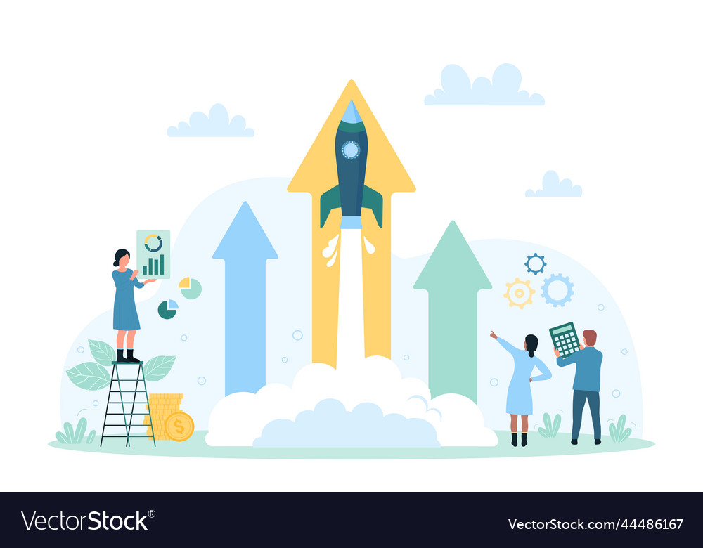 Startup launch technology rocket flying up inside Vector Image