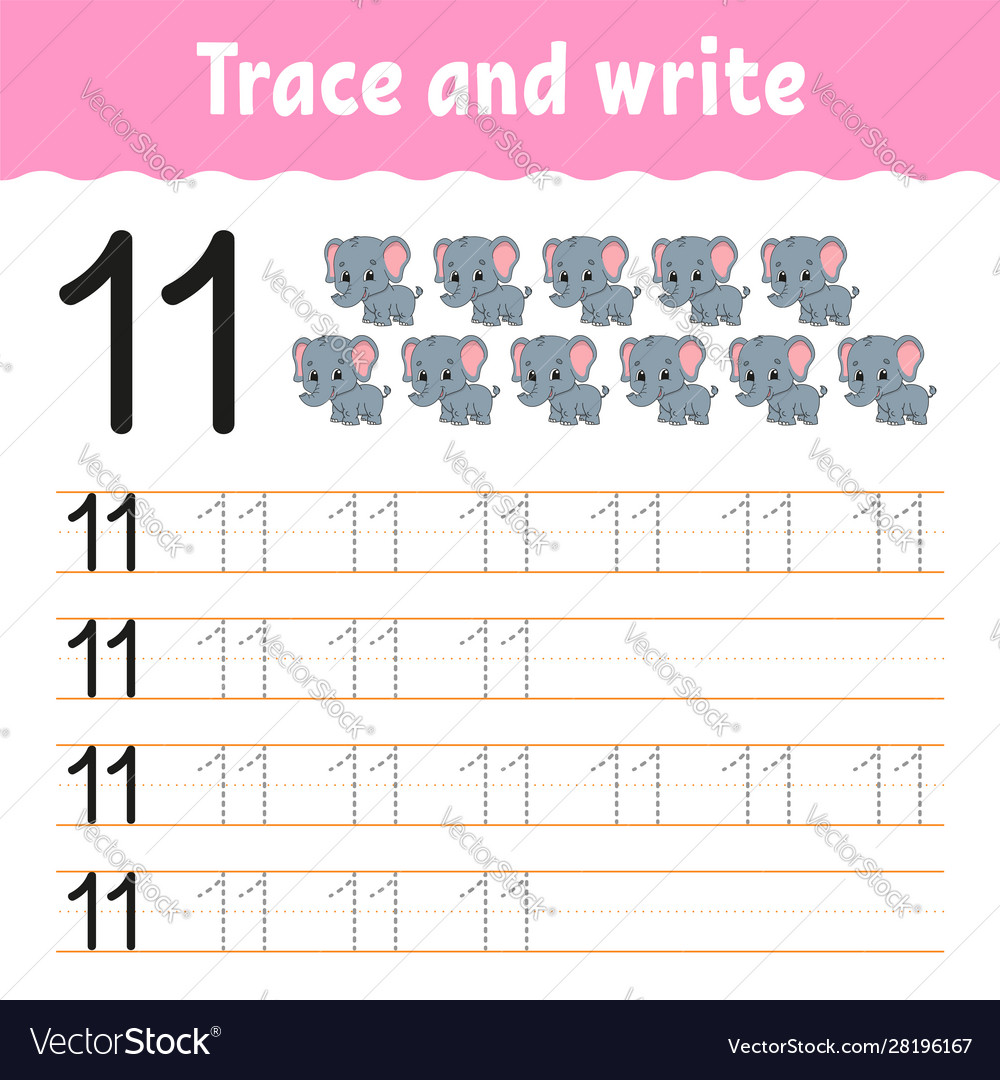 Trace and write handwriting practice learning Vector Image