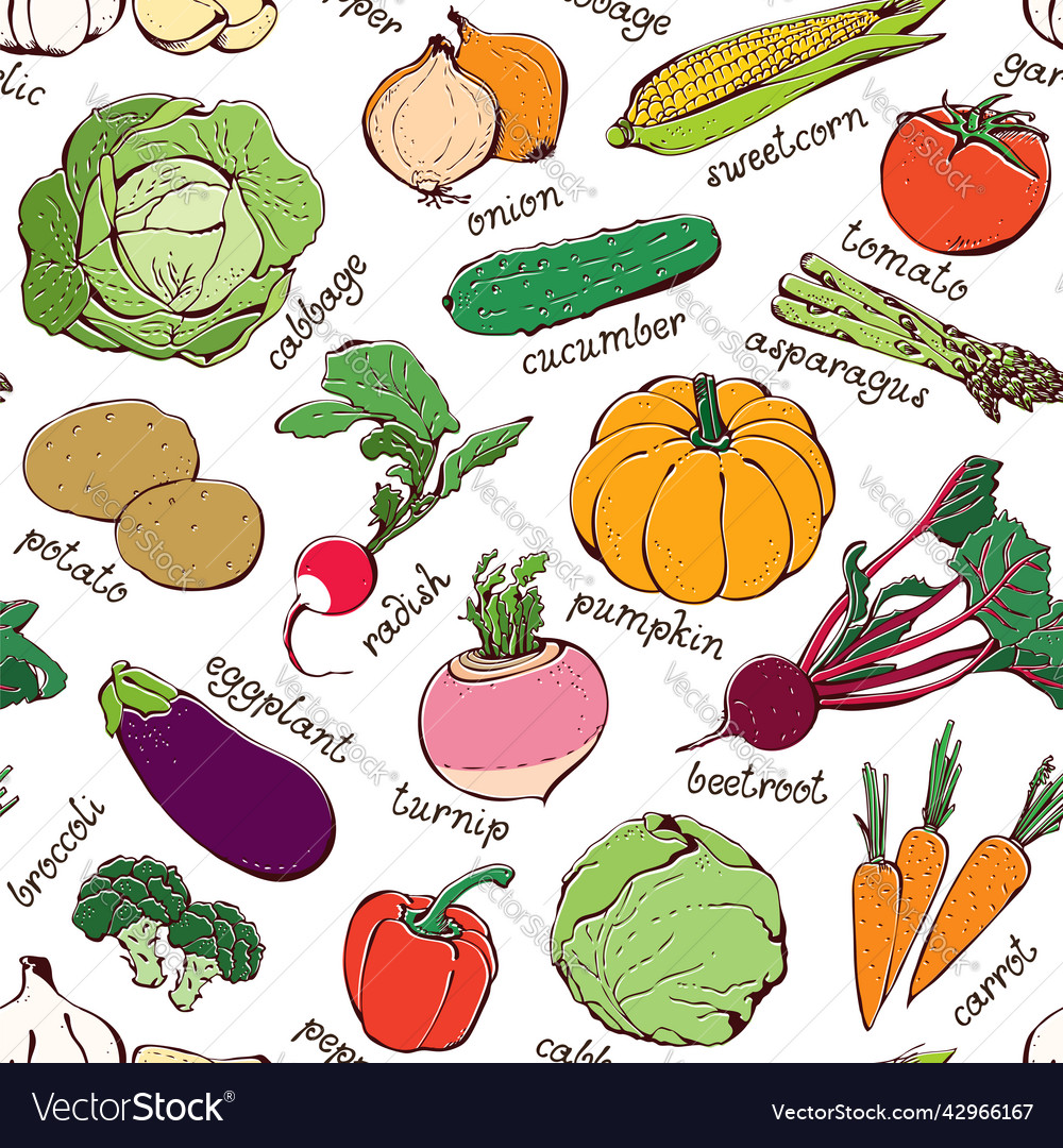 Vegetable pattern Royalty Free Vector Image - VectorStock