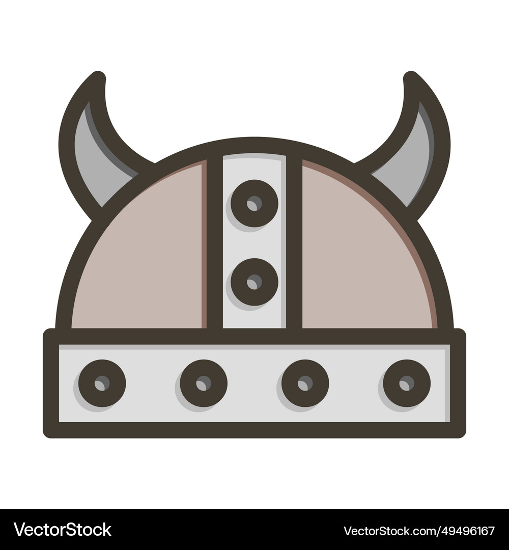 Viking helmet thick line filled colors icon Vector Image