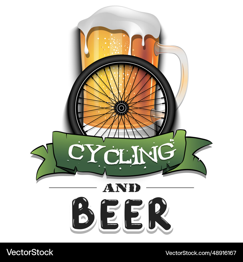 Wheel auto with mug of beer Royalty Free Vector Image