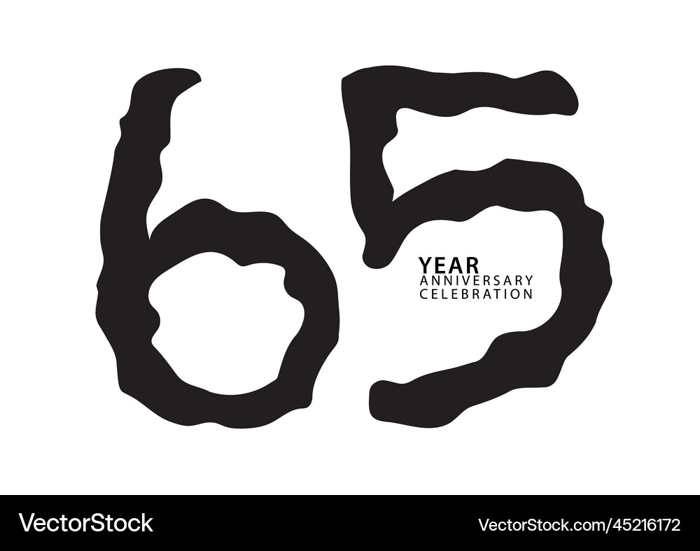 65 year anniversary celebration black color Vector Image