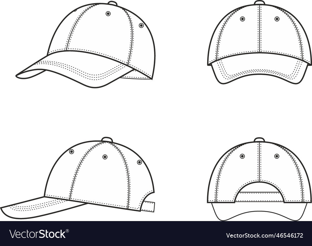 Baseball cap front back side Royalty Free Vector Image