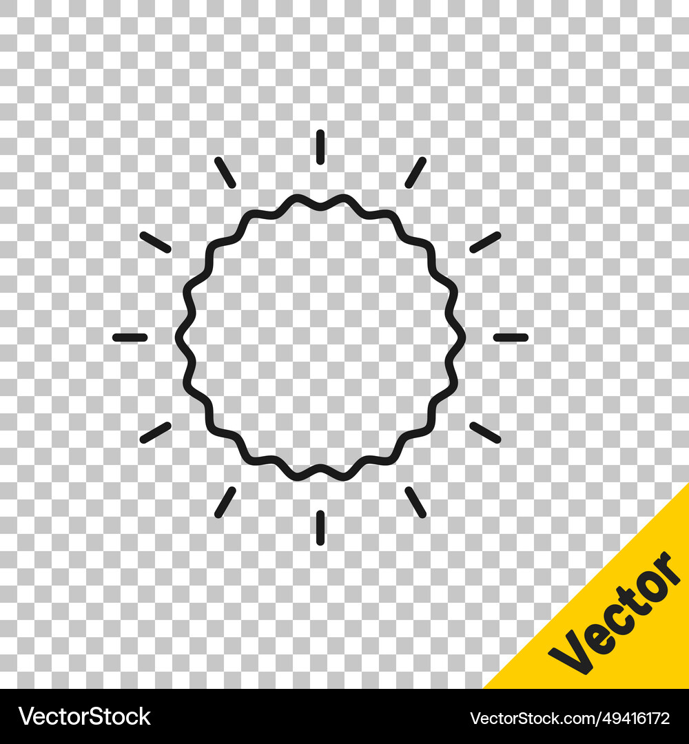 Black line sun icon isolated on transparent Vector Image