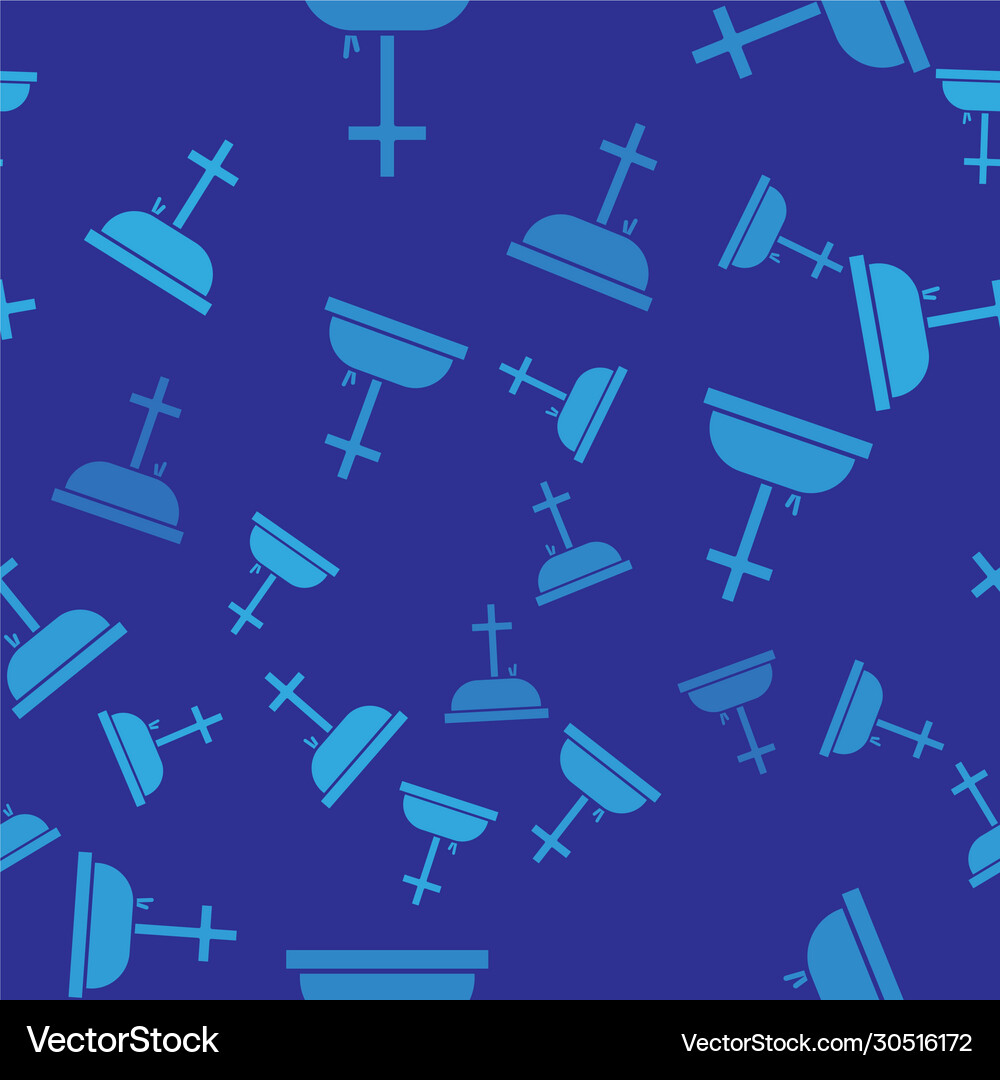 Blue tombstone with cross icon isolated seamless Vector Image