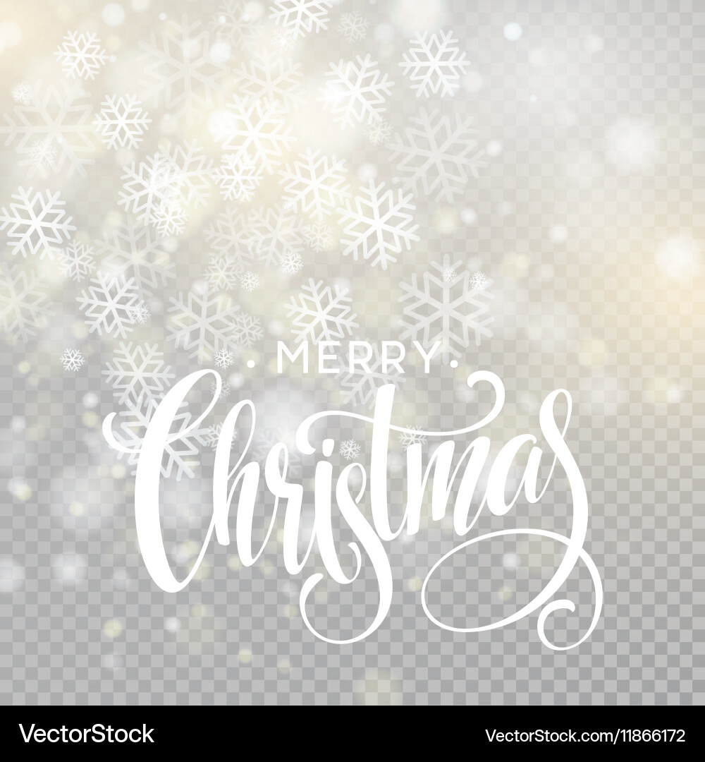 Christmas handwritten lettering text on blurred Vector Image