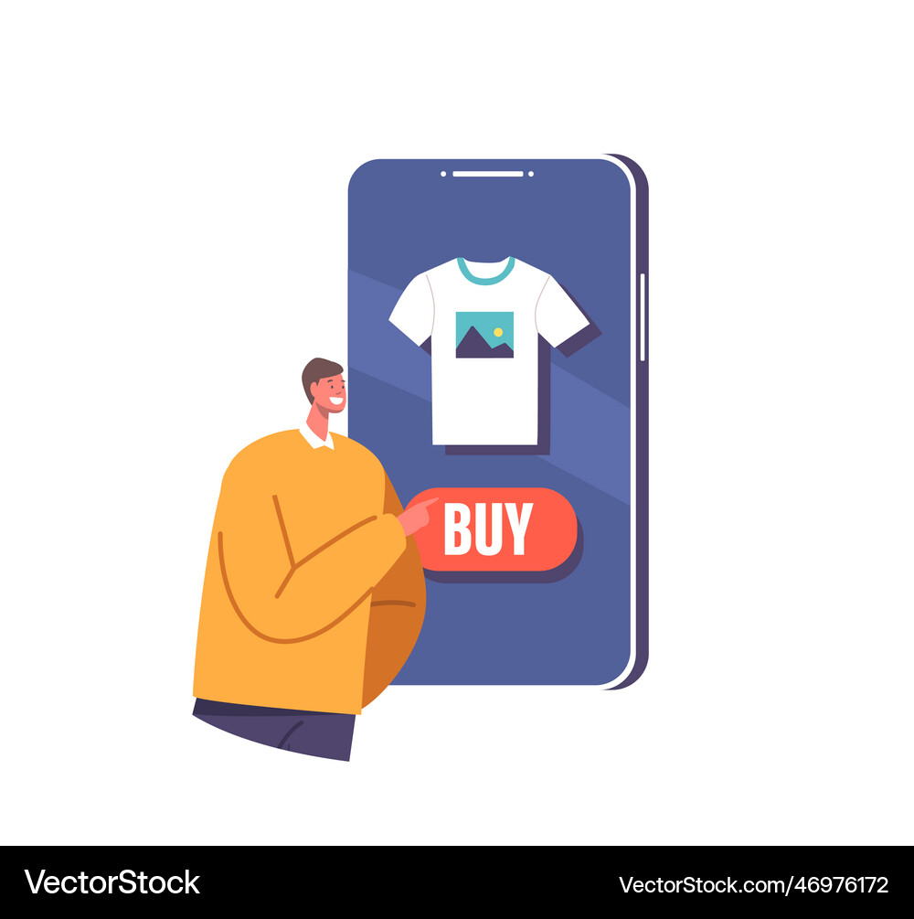 Client male character orders personalized t-shirt Vector Image