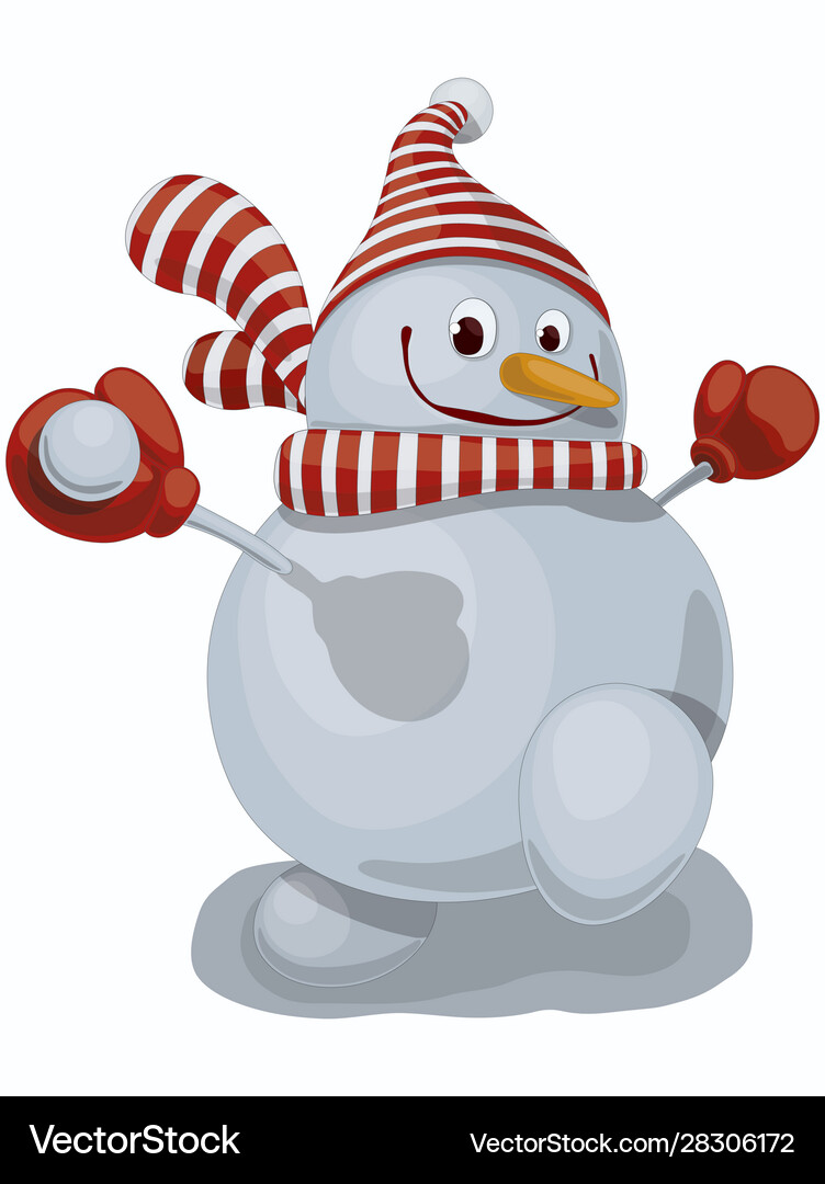 Funny cartoon smiling snowman Royalty Free Vector Image