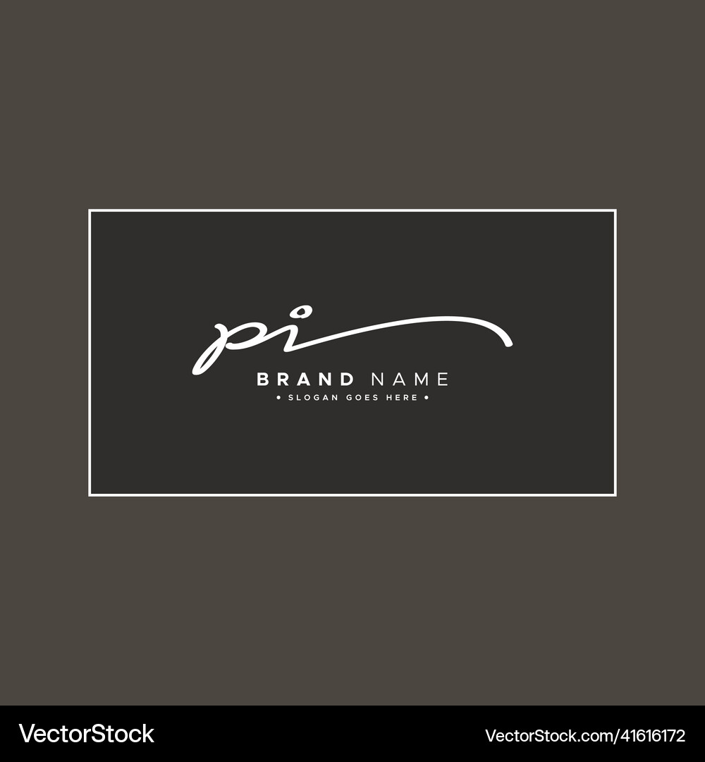 Initial letter pi logo - hand drawn signature Vector Image