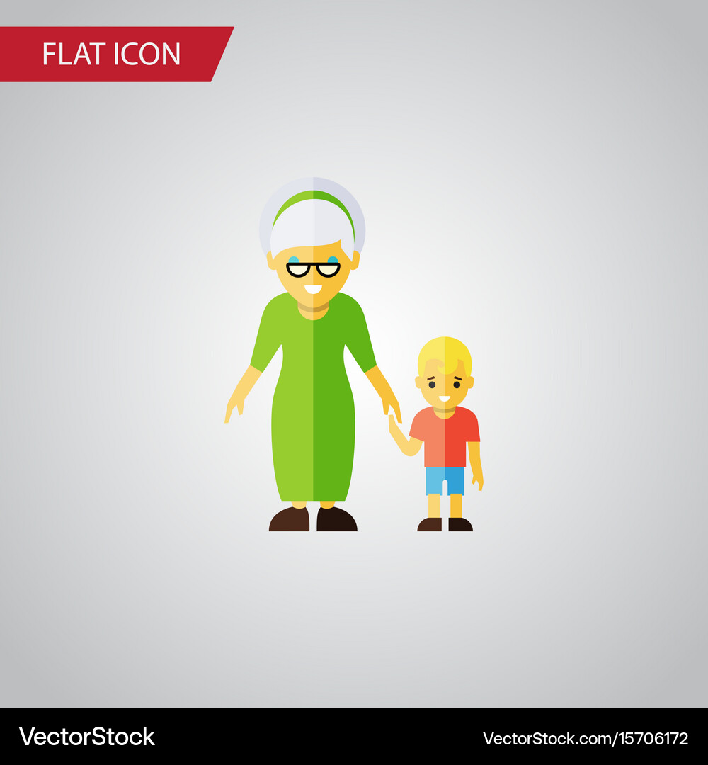 Isolated grandson flat icon grandma Royalty Free Vector