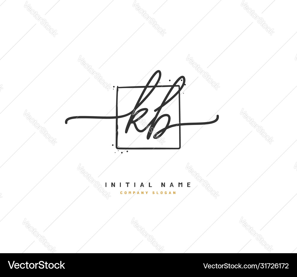 K b kb beauty initial logo handwriting logo Vector Image
