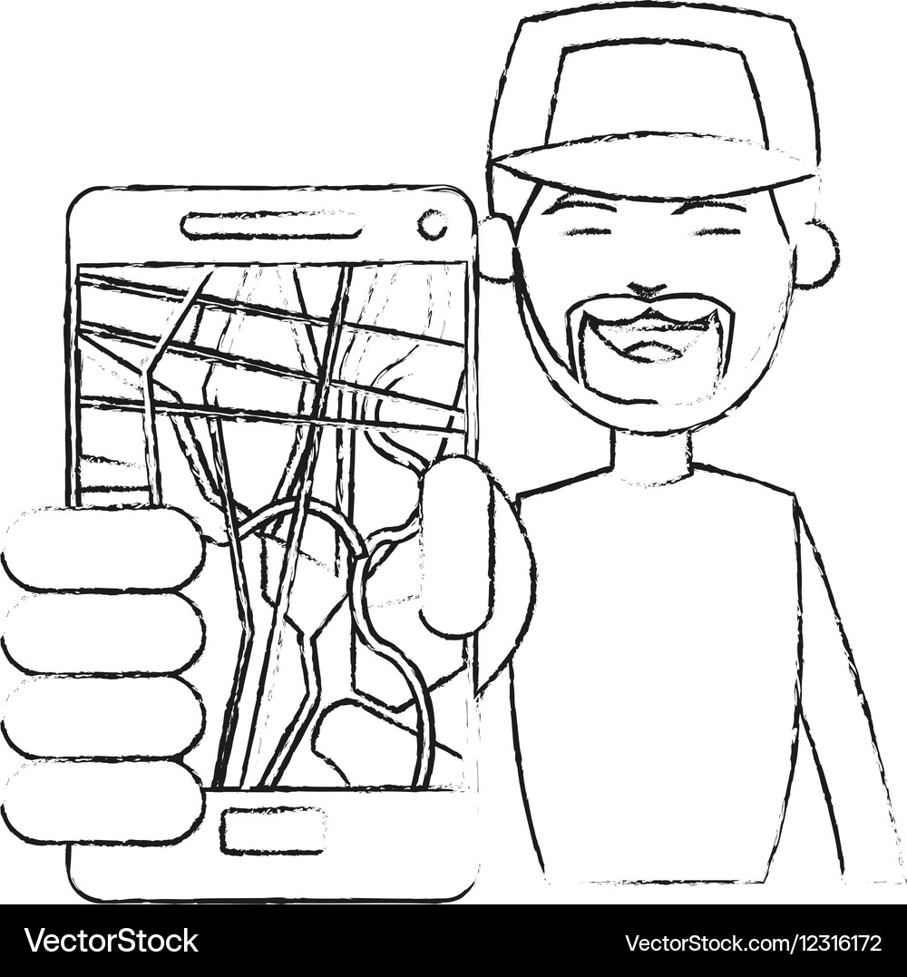 Man and smartphone with gps app design Royalty Free Vector