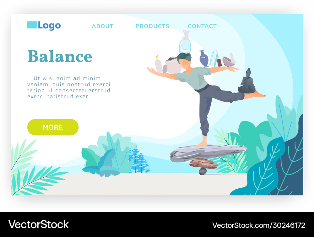 Man stays on a stack stones and balancing yoga Vector Image
