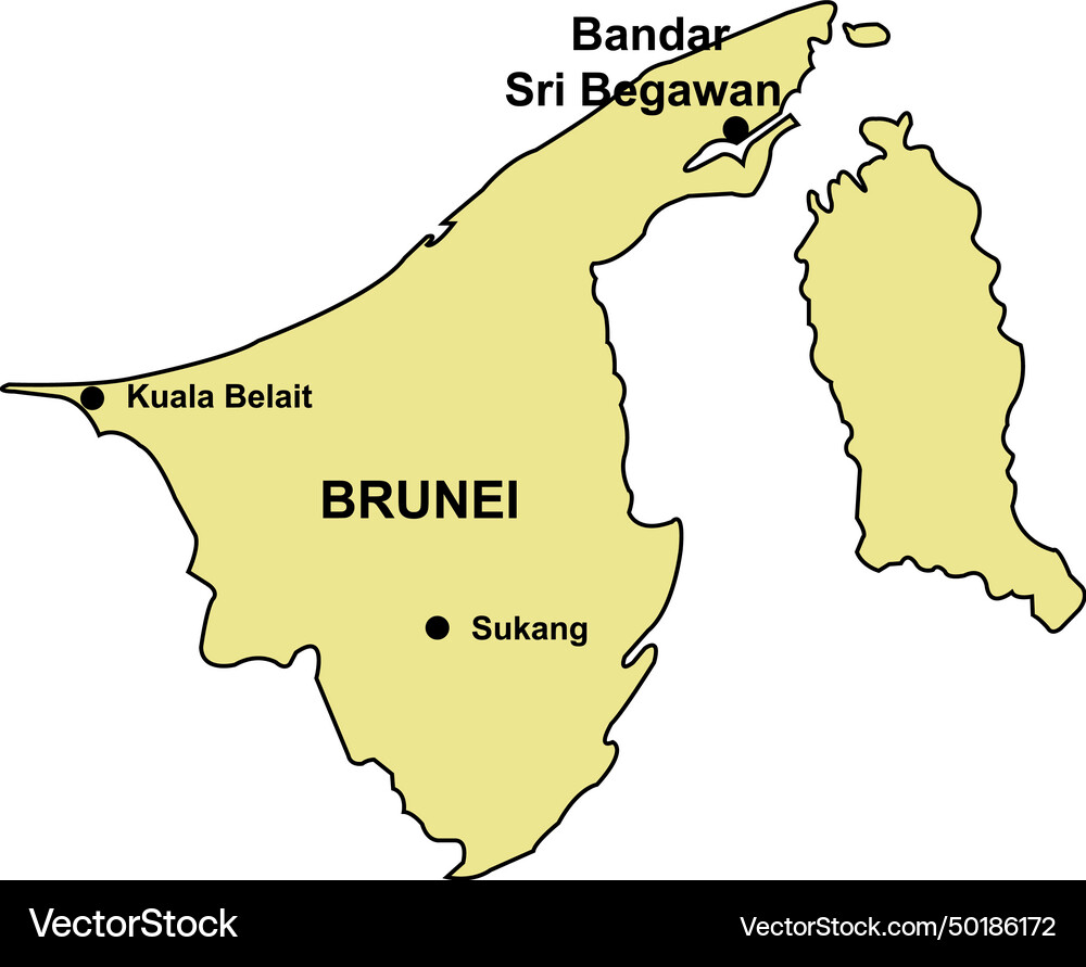 Map of brunei darussalam Royalty Free Vector Image