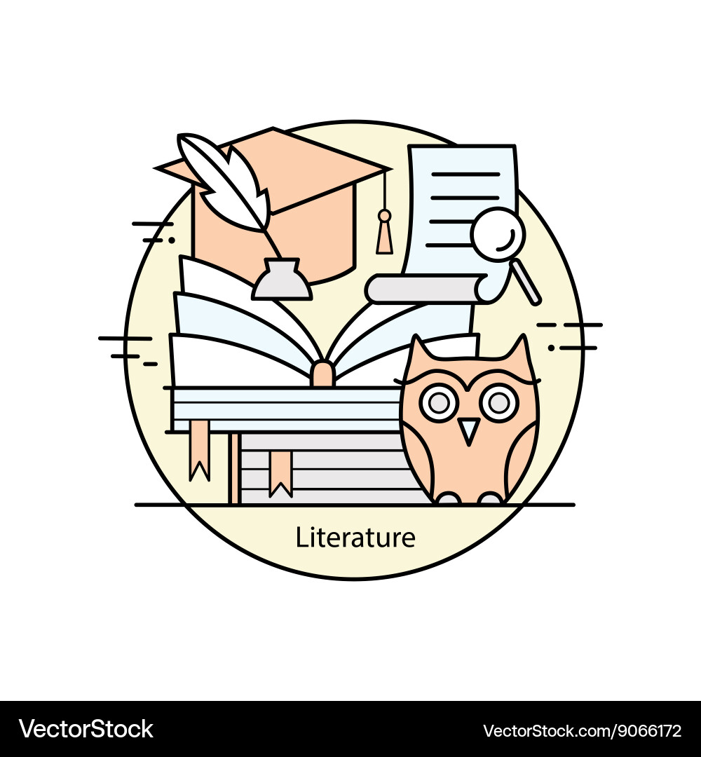 Modern color thin line concept literature Vector Image