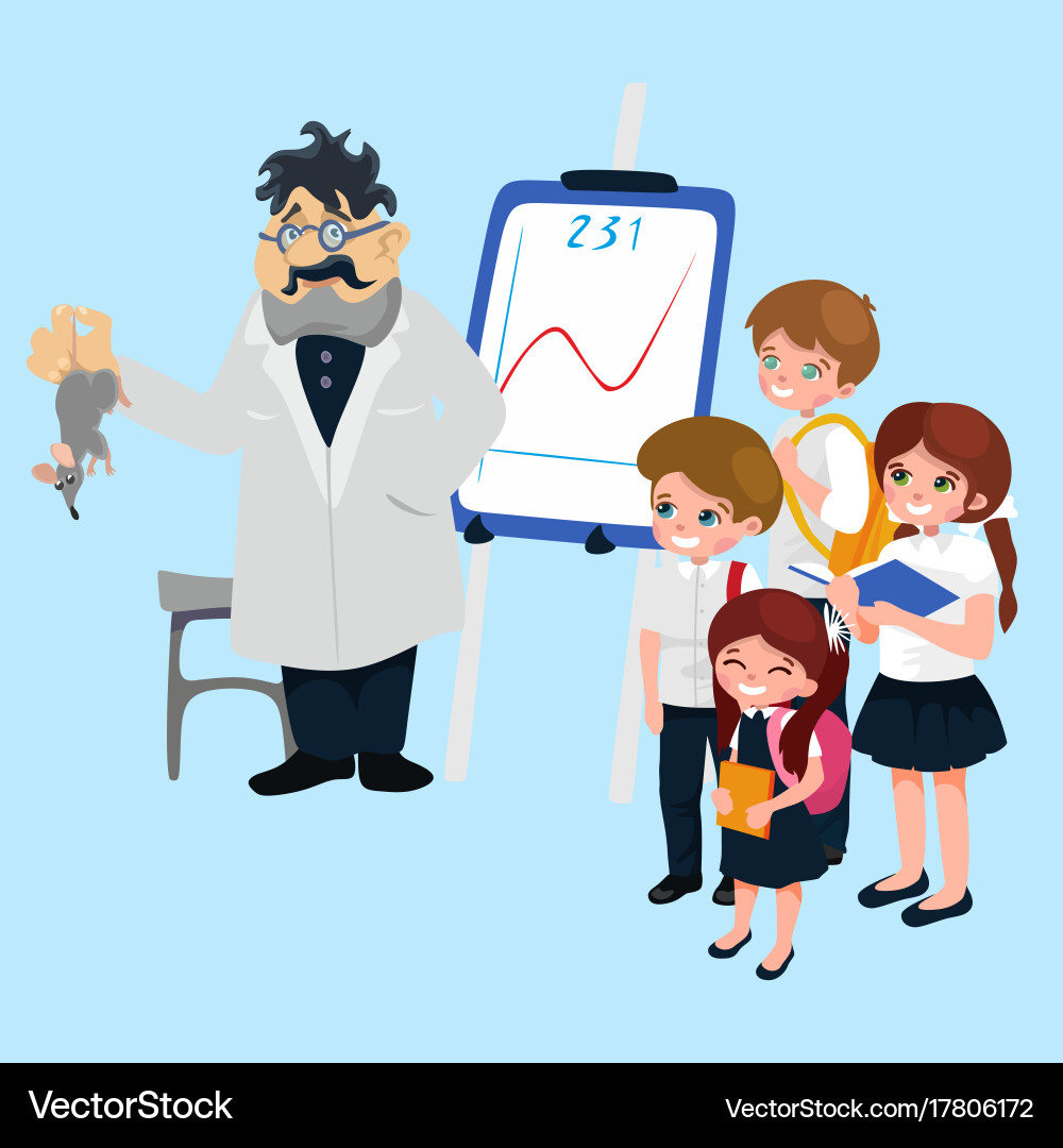Professor and student girl boy Royalty Free Vector Image