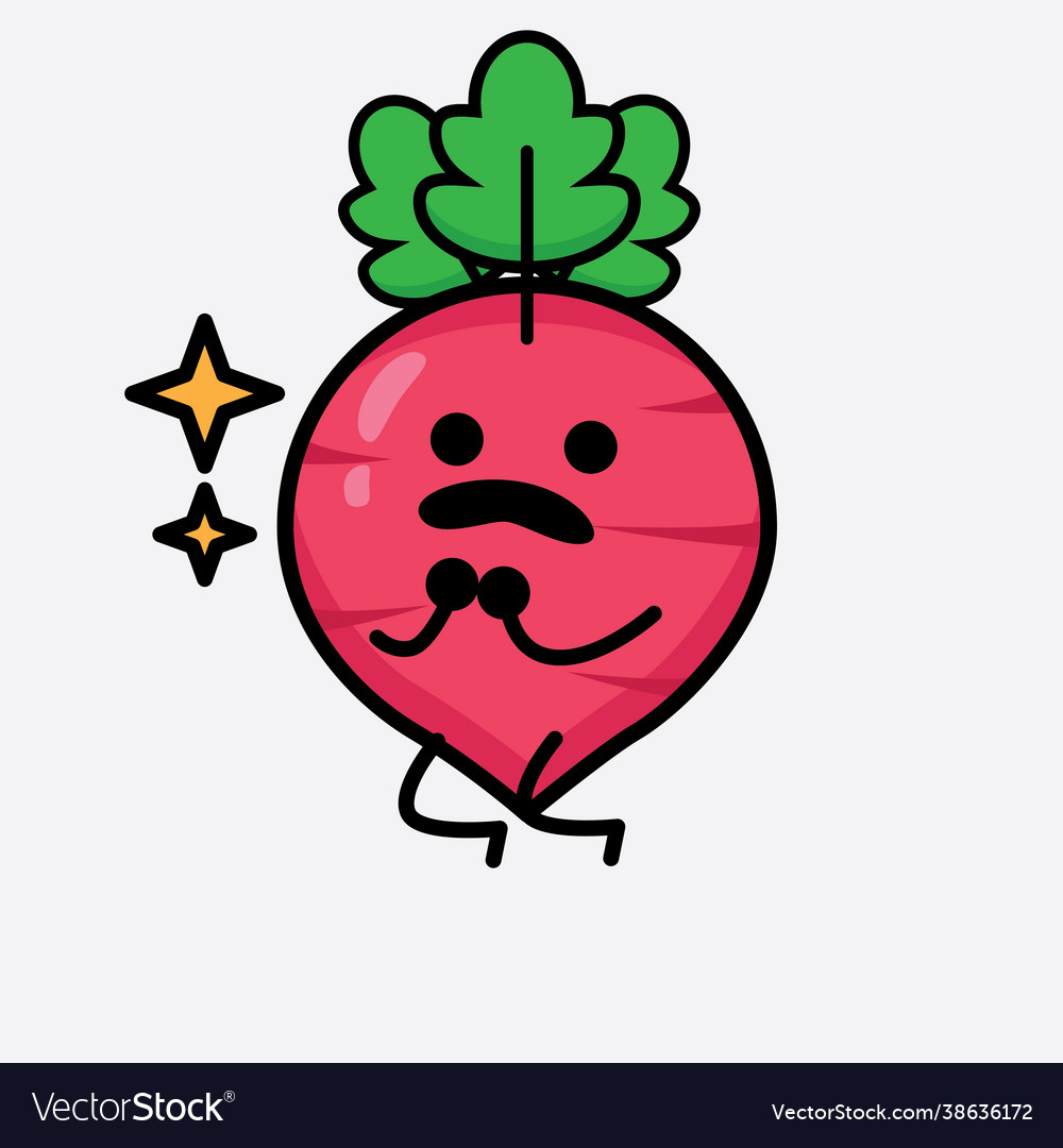 Red radish character with cute face and simple Vector Image