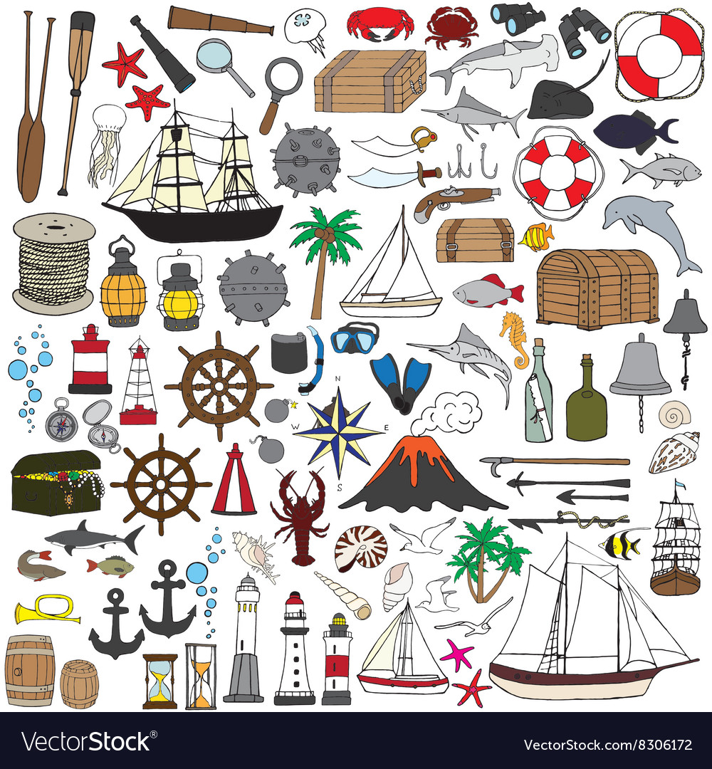 Set objects symbolizing navigation Royalty Free Vector Image