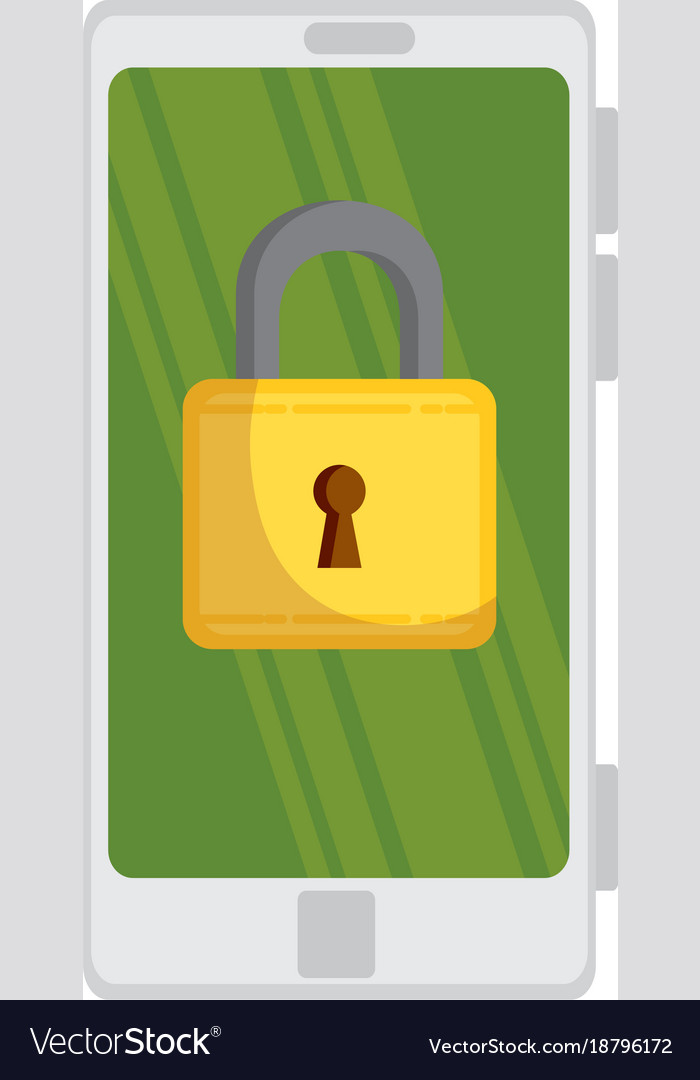 Smartphone device with padlock Royalty Free Vector Image