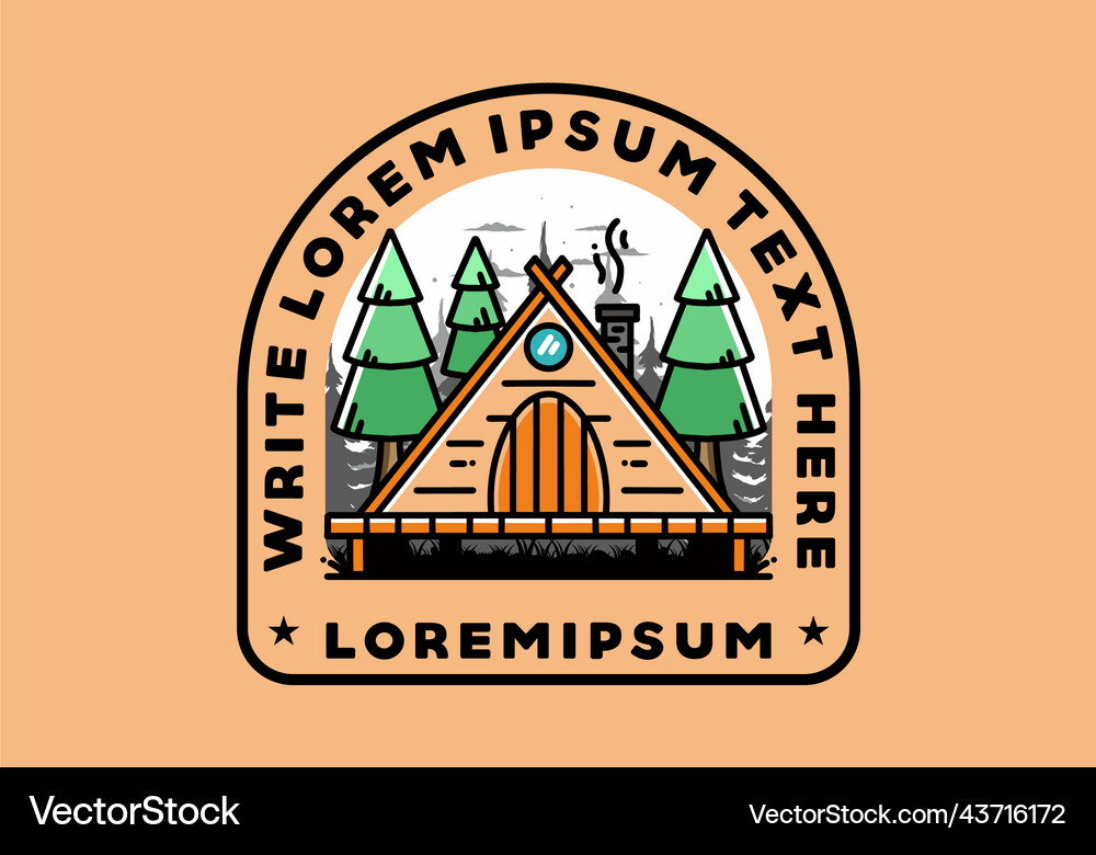 Triangle wooden cabin between pine tress design Vector Image