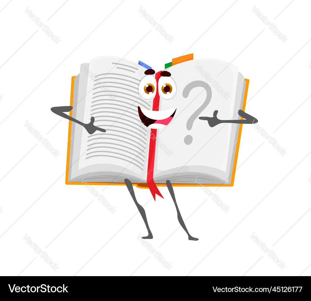 Cartoon school textbook book cheerful character Vector Image