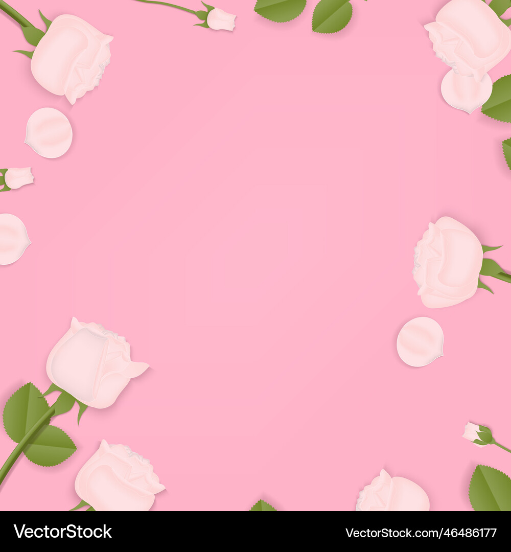 Paper rose frame on pink background – Royalty-Free Vector | VectorStock