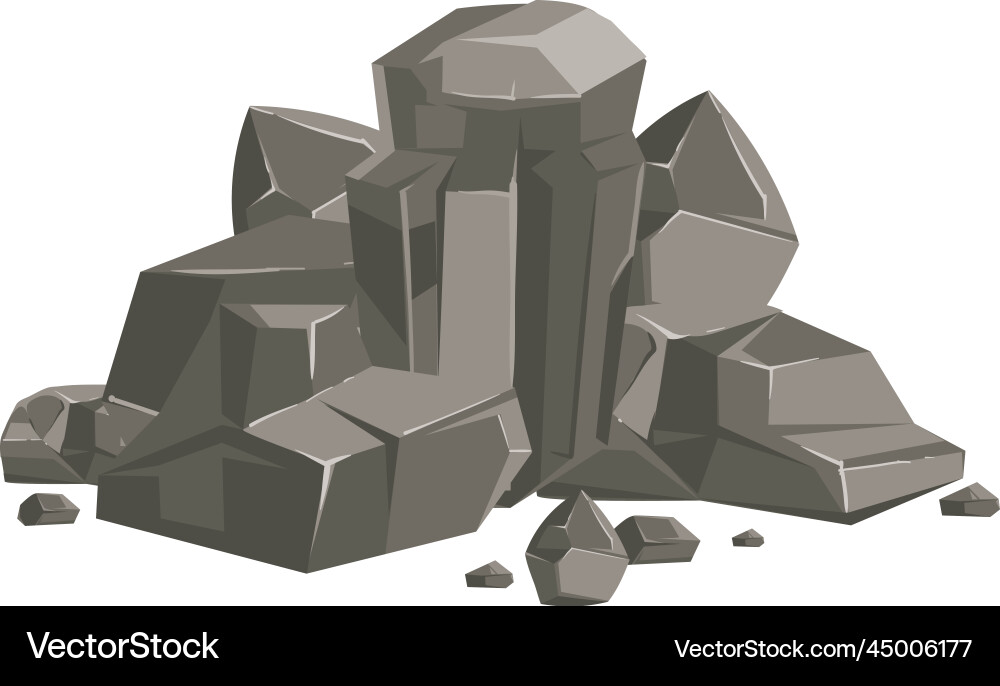 Rock pile cartoon stone formation nature element Vector Image