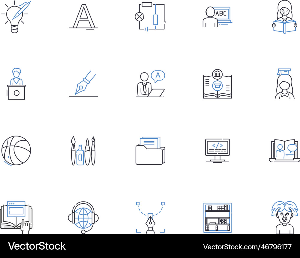 Tertiary education line icons collection Vector Image