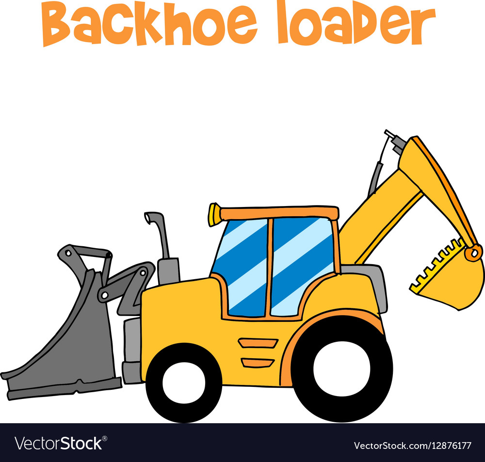 Yellow backhoe loader art Royalty Free Vector Image Yellow backhoe loader art Royalty Free Vector Image