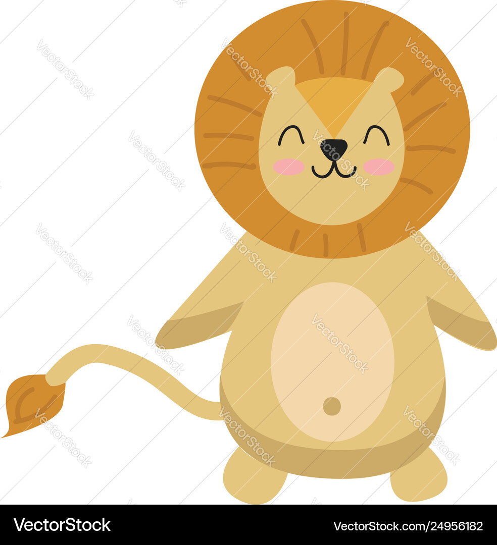 A beaming cartoon lion or color Royalty Free Vector Image