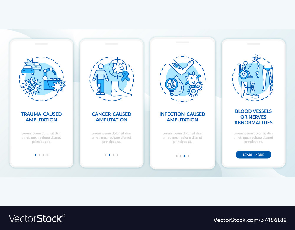 Amputation causes onboarding mobile app page Vector Image