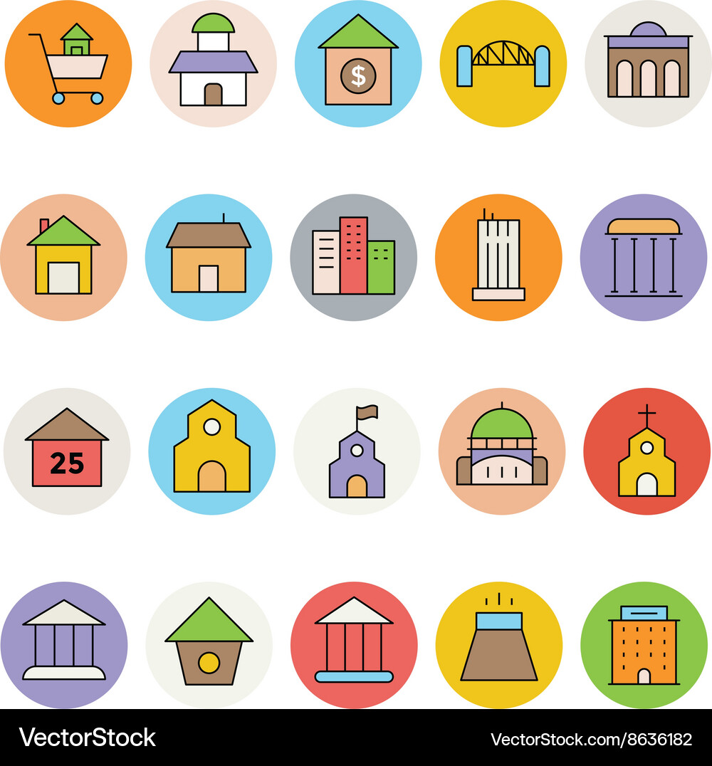 Architecture and Buildings Icons 6 Royalty Free Vector Image