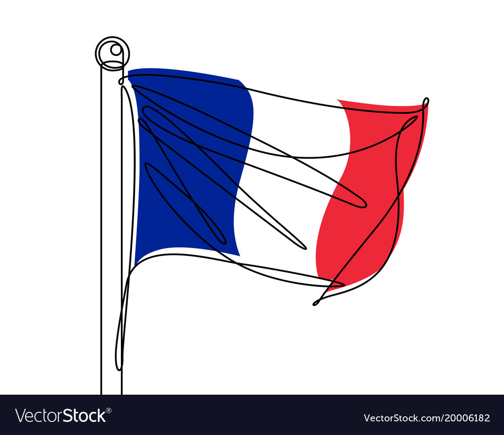 French flag continuous line Royalty Free Vector Image
