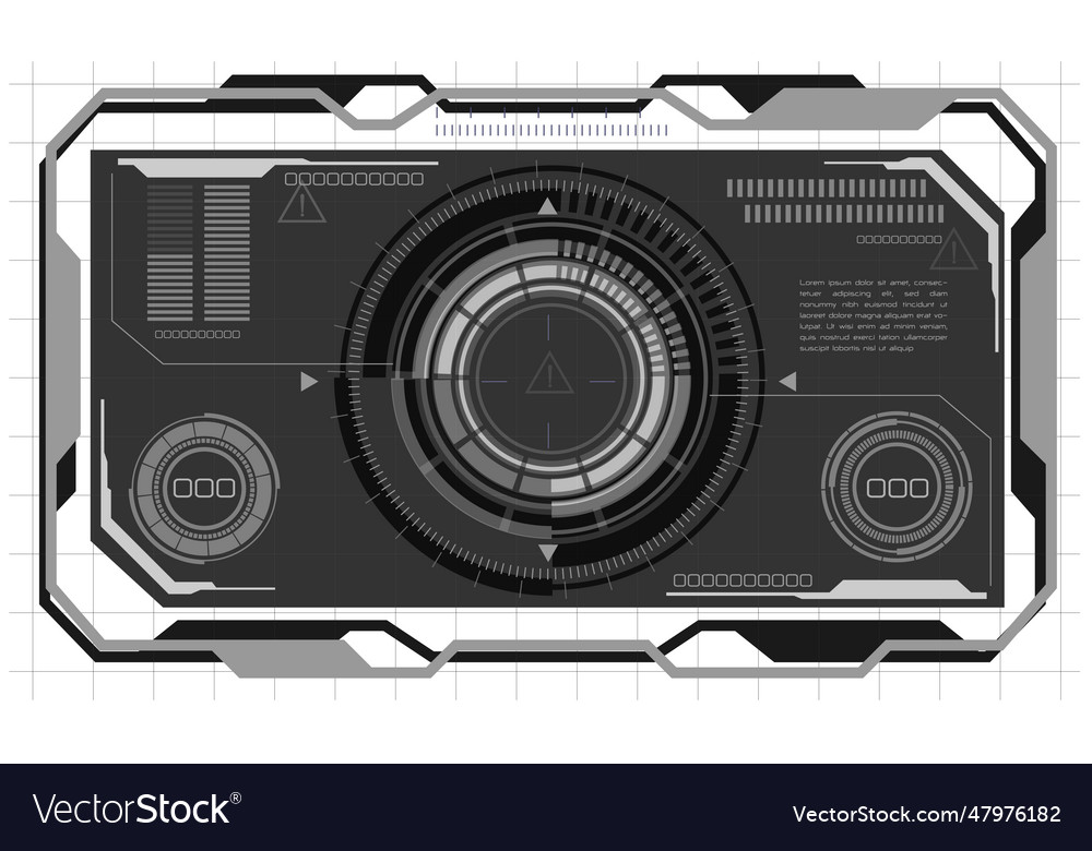 Hud sci-fi interface screen monochrome view Vector Image