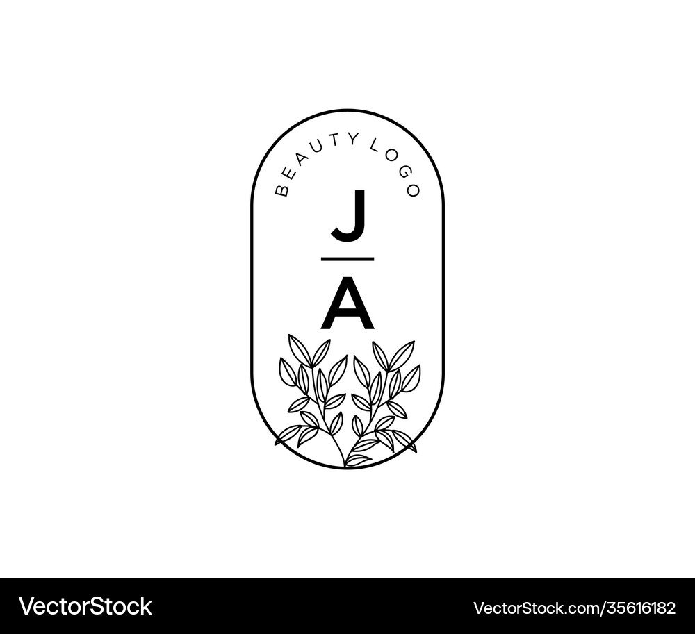 Initial ja letters beautiful floral feminine Vector Image
